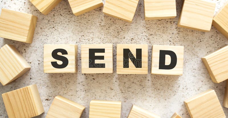 The Word SEND Consists of Wooden Cubes with Letters, Top View on a ...