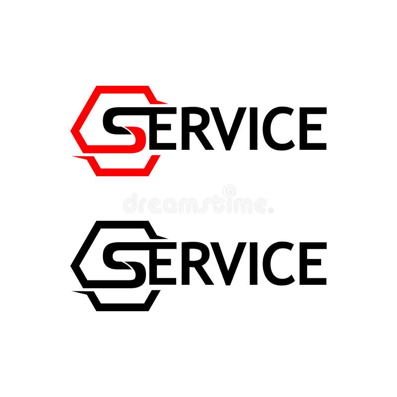 Word Service with Hexagon Vector. Flat Vector Illustration on White ...