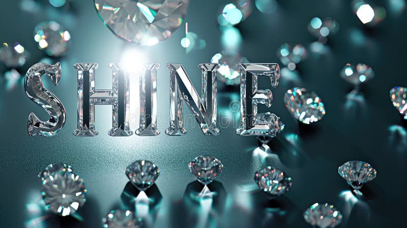 The Word SHINE Spelled Out with Glittering Diamonds on Black Background ...