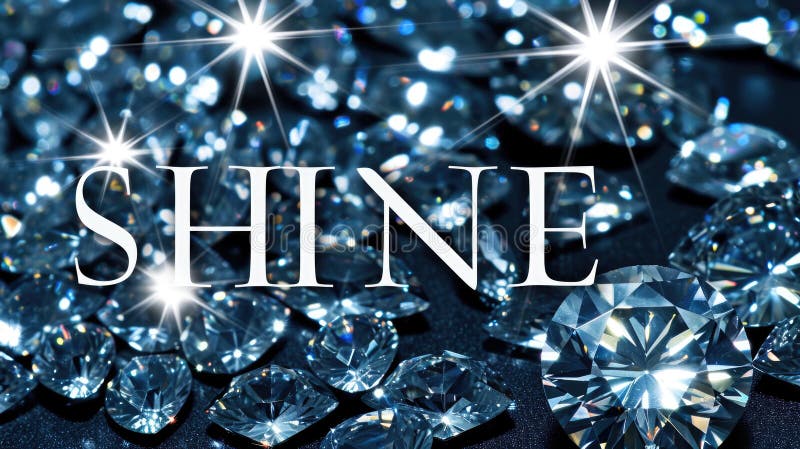 The Word SHINE Spelled Out with Glittering Diamonds on Black Background ...
