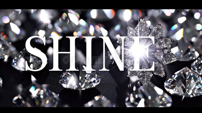 The Word SHINE Spelled Out with Glittering Diamonds on Black Background ...