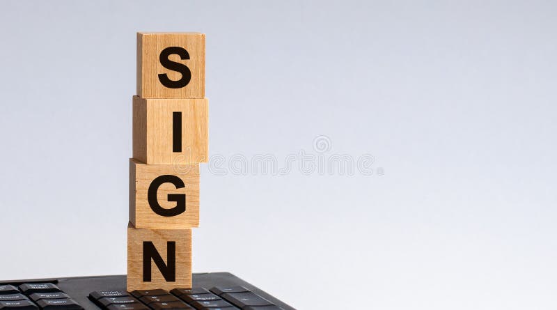 Word Sign from Wooden Blocks on the Black Keyboard Stock Photo - Image ...