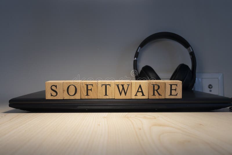 The Word Software is Made of Wooden Cubes. Close Up Stock Image - Image ...