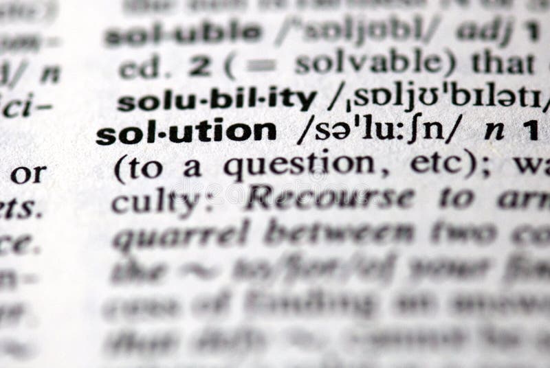 The Word Solution in a Dictionary Stock Image - Image of boss ...