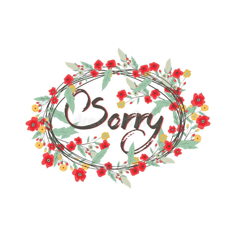 Word Sorry with Floral Design. Vector Illustration Decorative ...