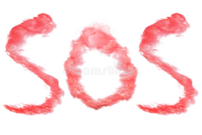 Word SOS Made of Red Smoke on White Background Stock Image - Image of ...
