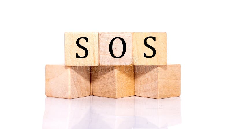 The Word SOS is Written on the Cubes, Wooden Cubes Stock Image - Image ...