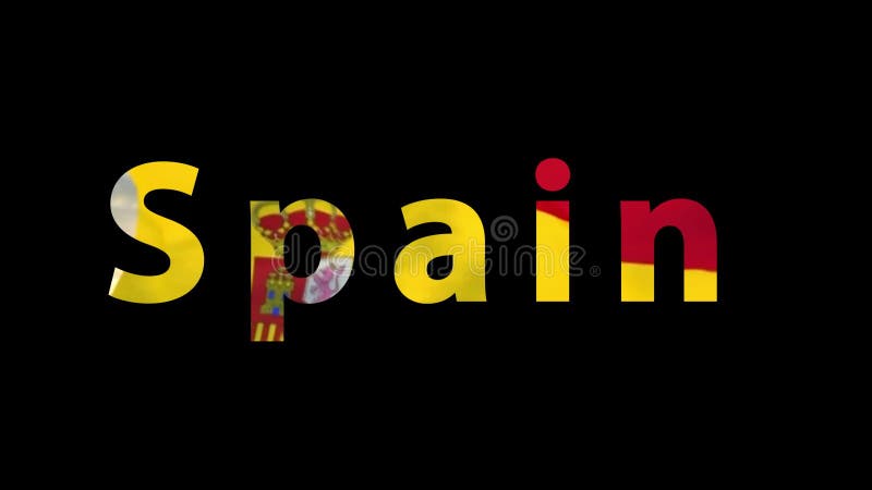 Word Spain in National Flag Colors, Alpha Channel Stock Video - Video ...