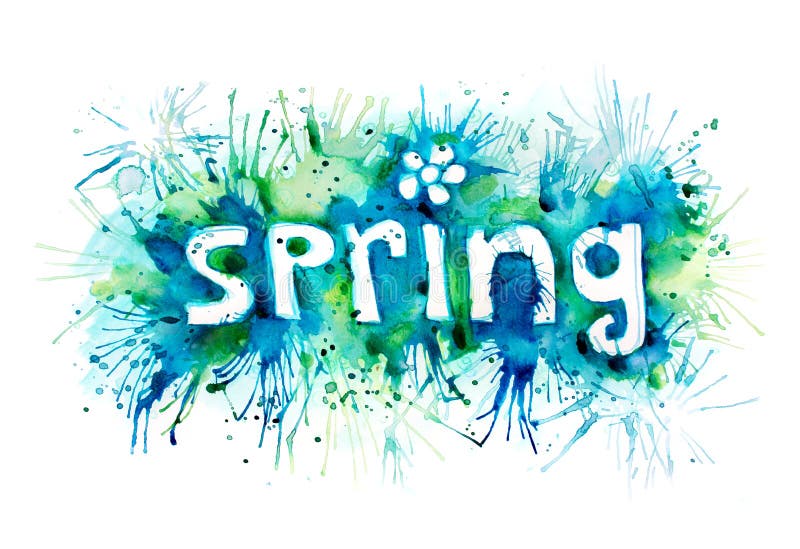 Word Spring Painted Watercolor Stock Illustration - Illustration of ...