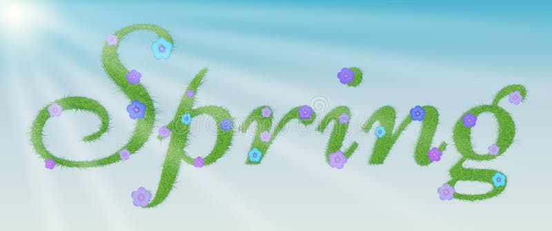 The Word is Spring, Written in Green Grass. Vector Illustration Stock ...