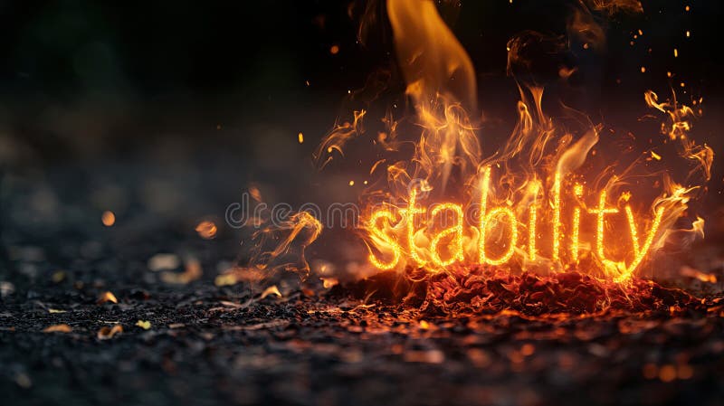 The Word Stability in Fire stock image. Image of change - 306016001