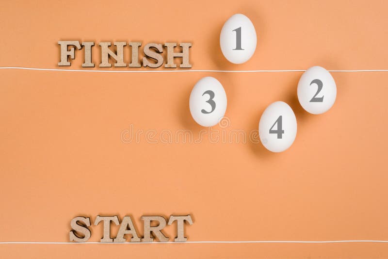 The Word Start and Eggs on the Way from Start To Finish. Stock Photo ...