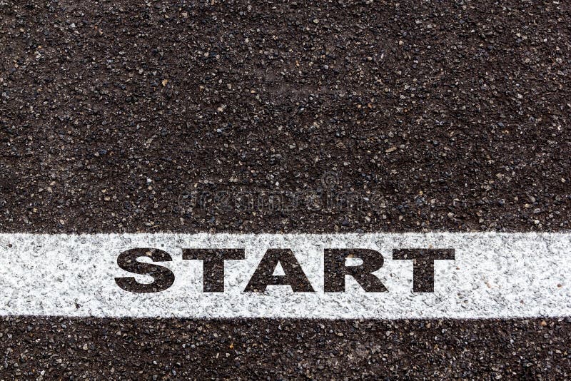 Word Start in White Line on Asphalt Road Stock Image - Image of street ...