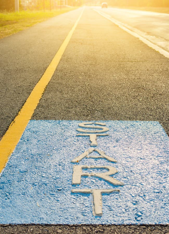 Start Written on Mountain Road, Concept of Start Straight for Bu Stock ...