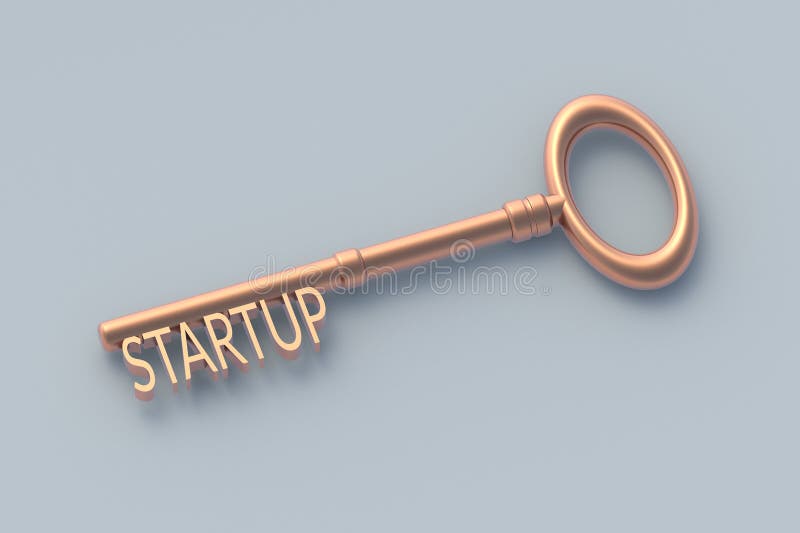 The Word Startup on the Key Stock Illustration - Illustration of lock ...