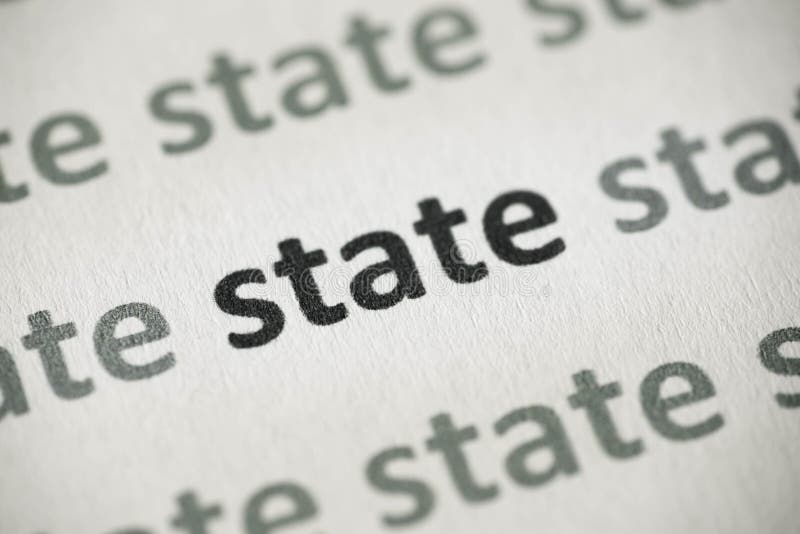 Word State Printed on Paper Macro Stock Image - Image of information ...