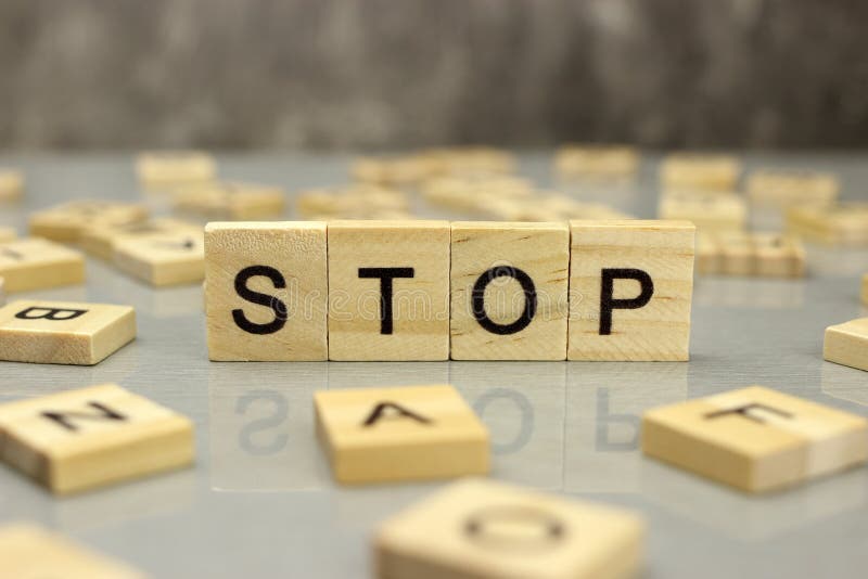Word Stop Made of Wooden Letters Stock Image - Image of typography ...