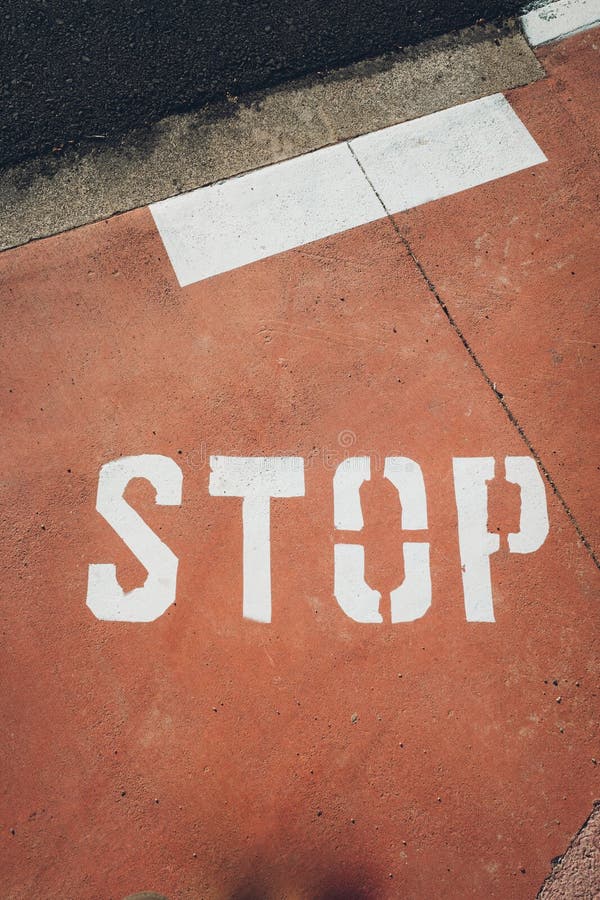 Stop Painted on Road stock photo. Image of daytime, detail - 12265660