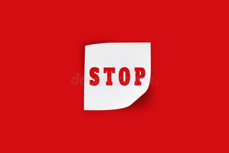 Word Stop on Sticker on Red Background. Stock Photo - Image of safety ...