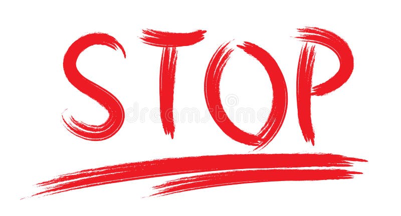 Word STOP is Written with a Brush with Red Paint on a White Background ...
