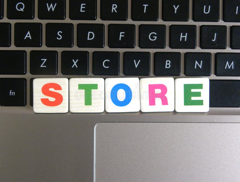 Word Store Written Using Keyboard Keys and Index Finger on the E Stock ...