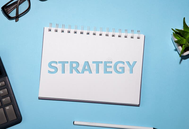 Word Strategy on Blue Background. Business Plan, Mission Concept Stock ...