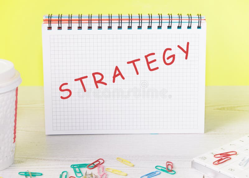 Strategy Written on Asphalt Road in Sunset Concept of Goals and ...