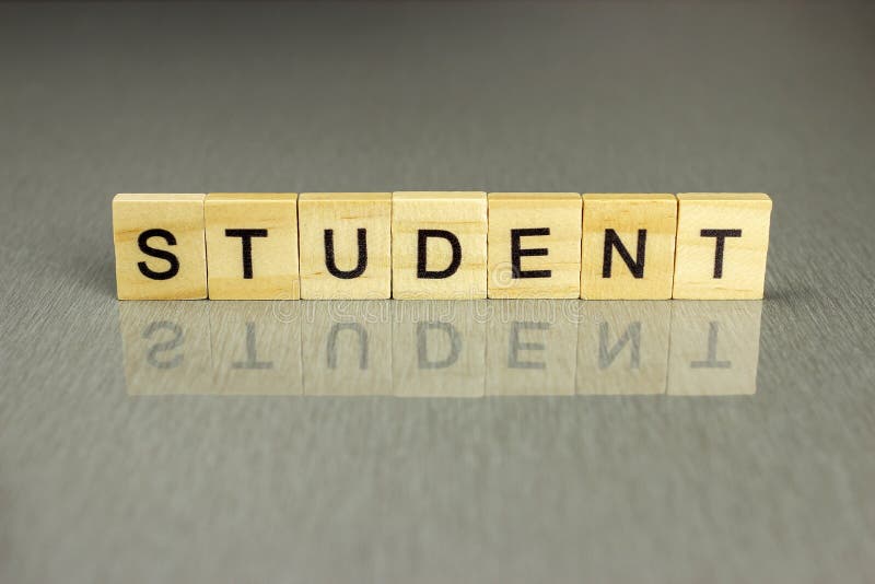 Word Student is Made of Square Wooden Letters on a Gray Background ...