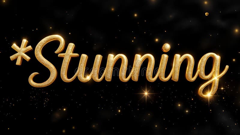 Glittering Gold Script with Star Like Elements on Dark Background Stock ...