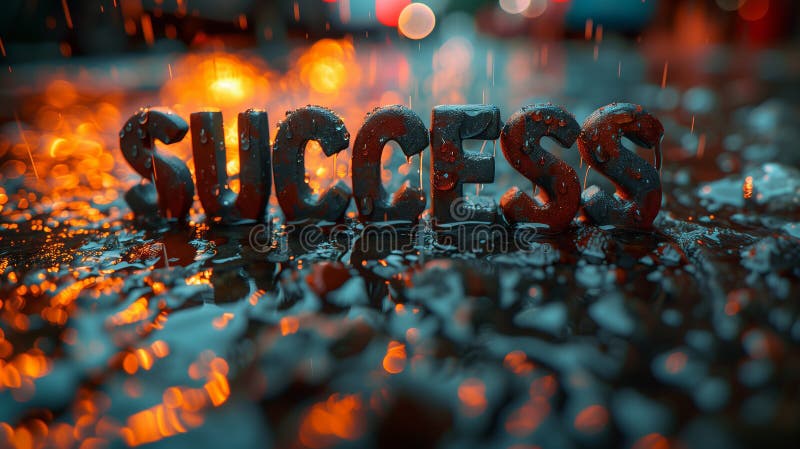 The Word Success is Written in a Puddle of Water Stock Illustration ...