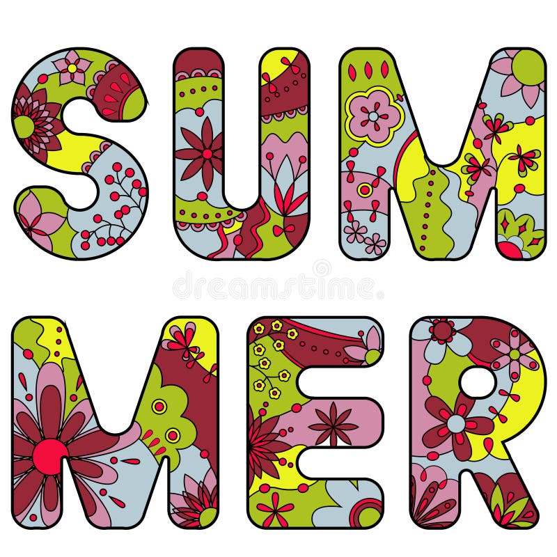 Colorful Floral Summer Word Stock Vector - Illustration of background ...
