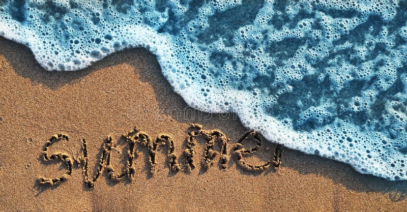 The Word Summer Written on Sand. Stock Photo - Image of beach, happy ...
