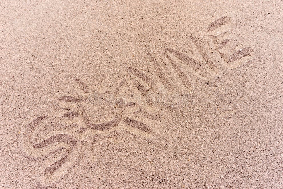 Word Sun in German Written on the Sand of the Beach Stock Image - Image ...