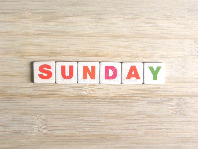 Sunday Word On Blue Wood With Flower Stock Photo - Image of good, enjoy ...