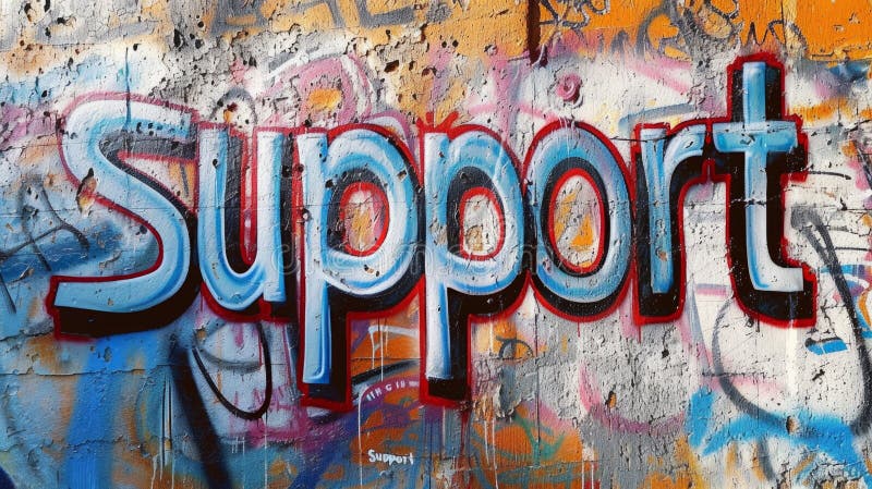 The Word Support Created in Graffiti Typography. Stock Image - Image of ...