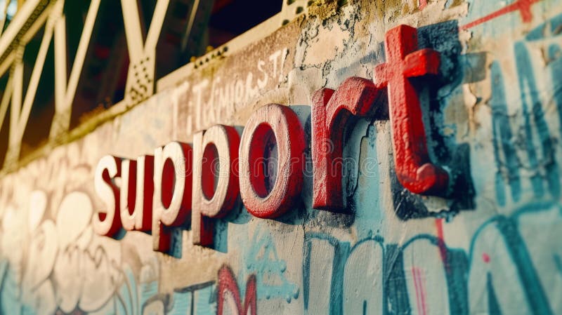 The Word Support Created in Hand-Lettering. Stock Illustration ...