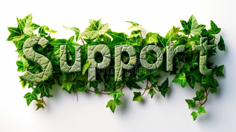 The Word Support Created in Ivy Leaf Letters. Stock Illustration ...