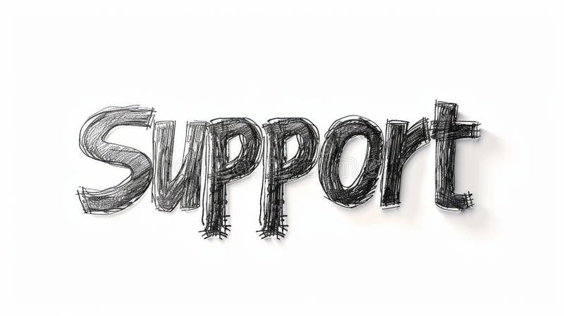 The Word Support Created in Minimalist Drawing. Stock Illustration ...