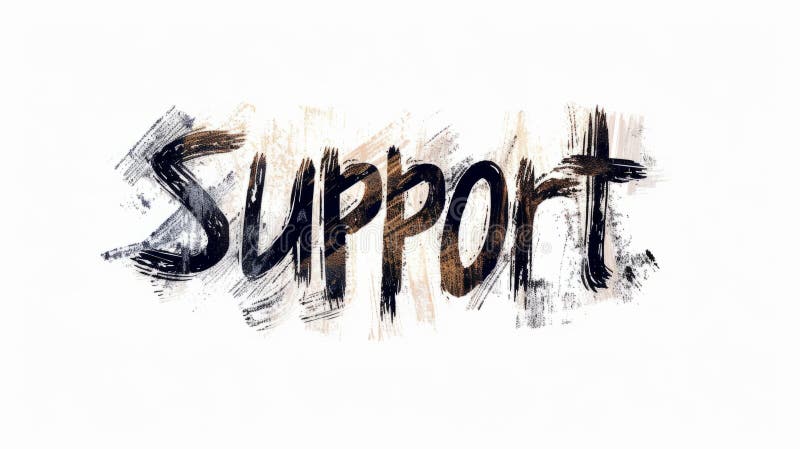 The Word Support Created in Minimalist Drawing. Stock Illustration ...