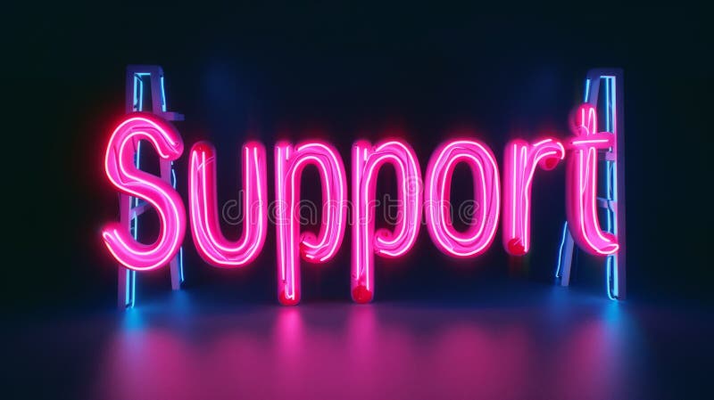 The Word Support Created in Neon Lettering. Stock Illustration ...