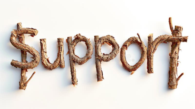 The Word Support Created in Pine Twig Letters. Stock Illustration ...