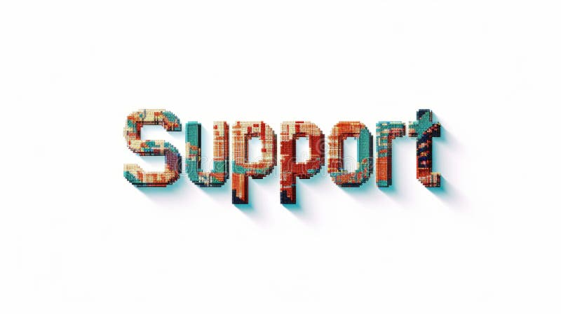 The Word Support Created in Pixel Art. Stock Illustration ...