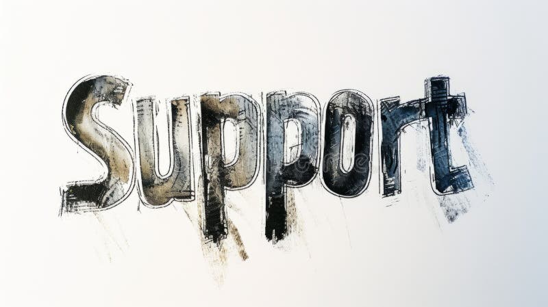 The Word Support Created in Uncial Calligraphy. Stock Image - Image of ...