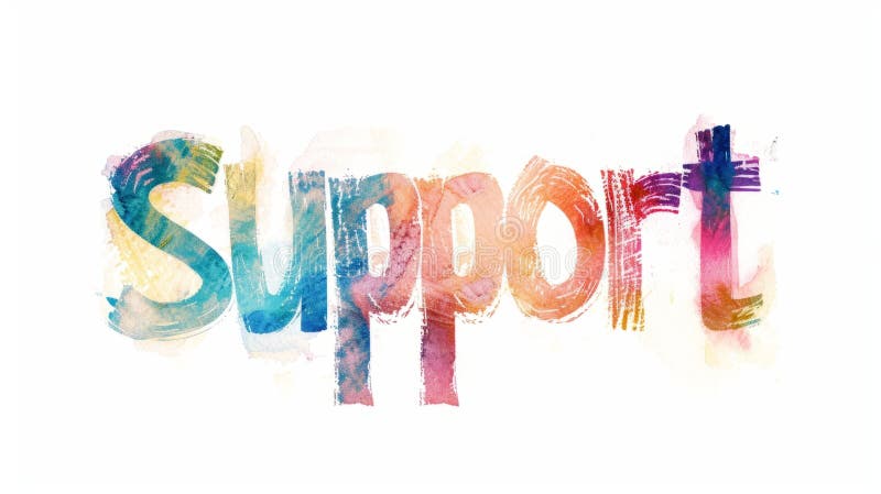 The Word Support Created in Watercolor Calligraphy. Stock Illustration ...
