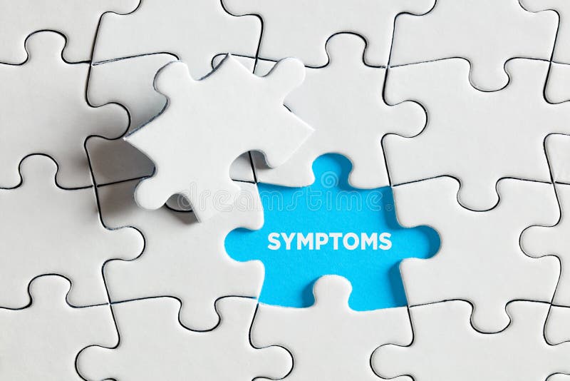 The Word Symptoms on Blue Missing Puzzle Piece Stock Image - Image of ...