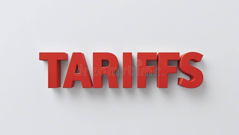 The Word "TARIFFS" is Displayed in Bold, Three-dimensional Red Letters ...
