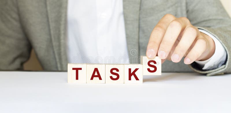 Word TASKS Made with Wood Building Blocks Stock Photo - Image of task ...