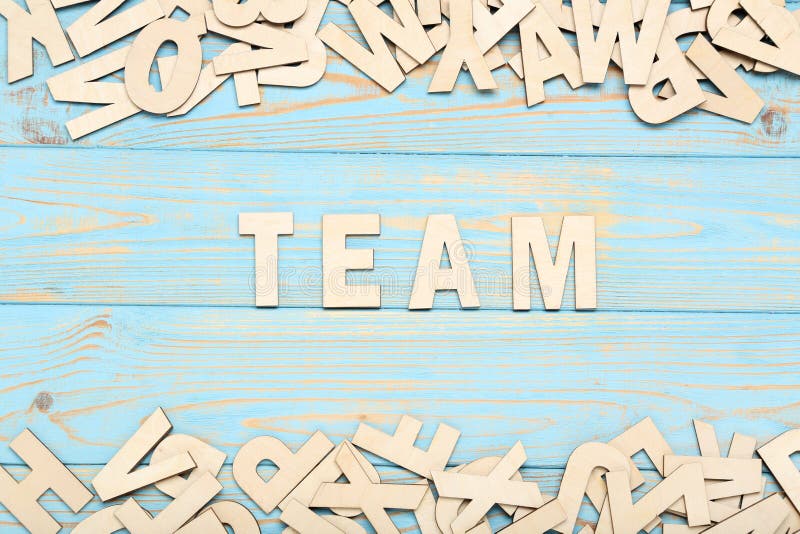 The Word TEAM WORK With Wooden Letters And 5 A Stock Image - Image of ...