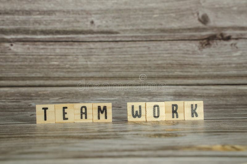 The Word of TEAMWORK on Wood Tiles Concept Stock Image - Image of cube ...