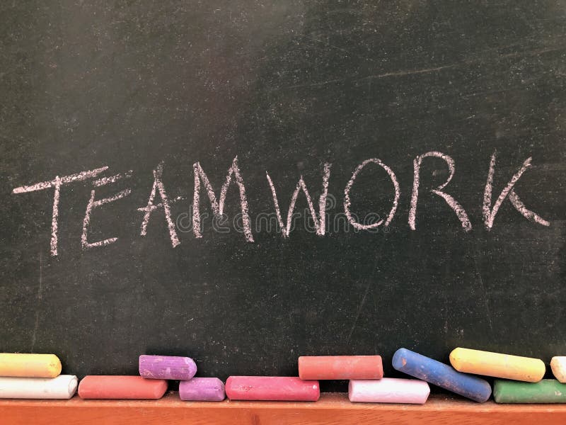 Teamwork Written on a Chalkboard Stock Photo - Image of advice, banner ...